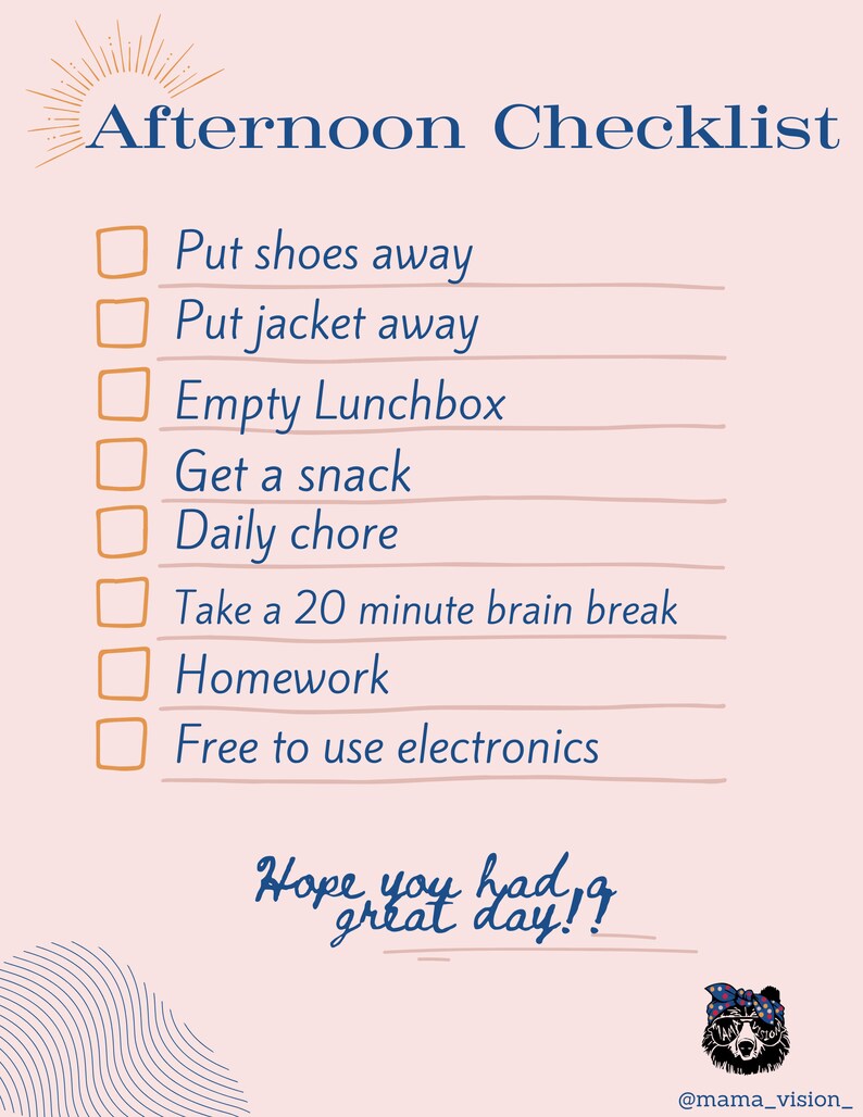 Printable Afternoon Routine Checklist for Kids; Ages 2-18 - Etsy