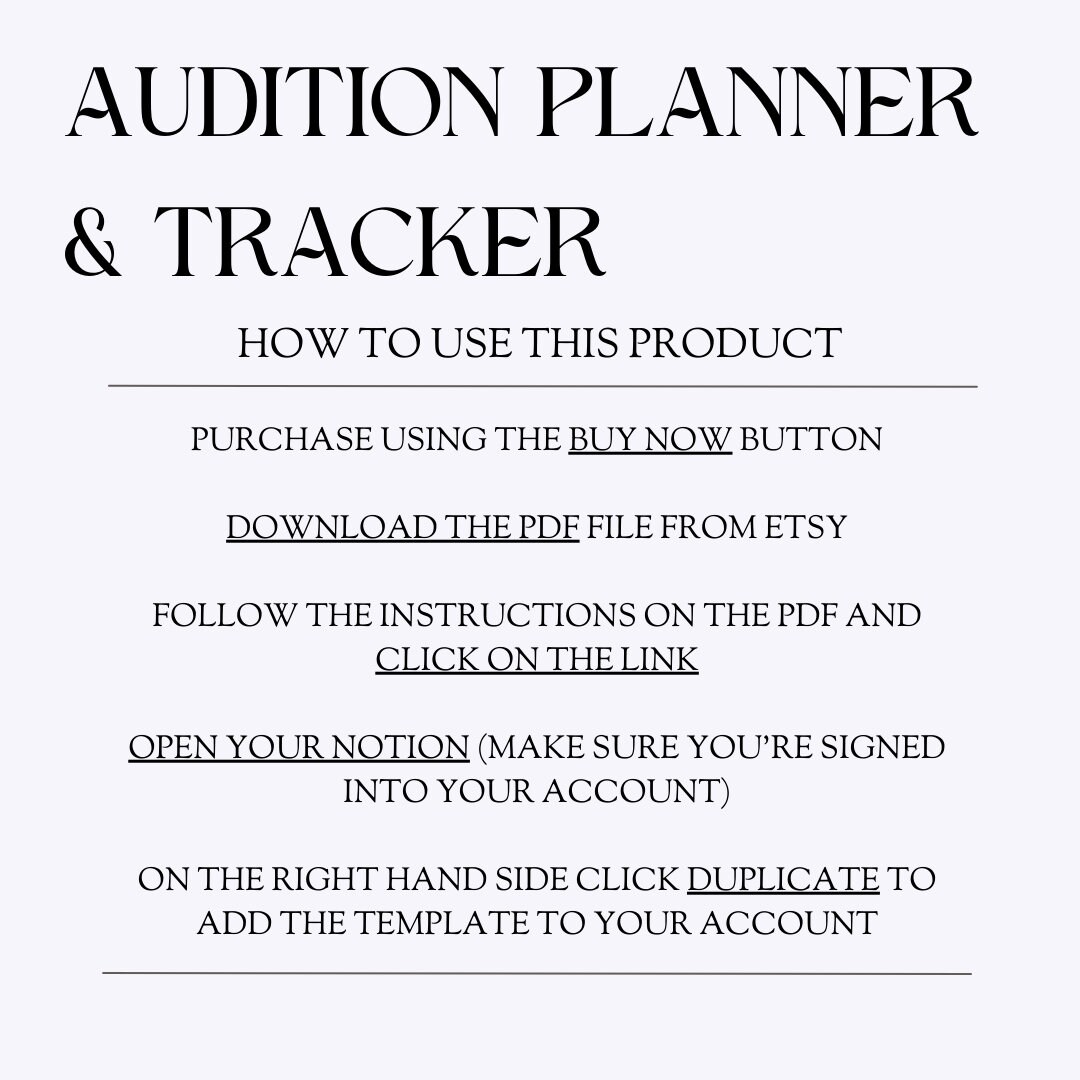 Audition Planner & Tracker (notion Template for Actors) - Etsy