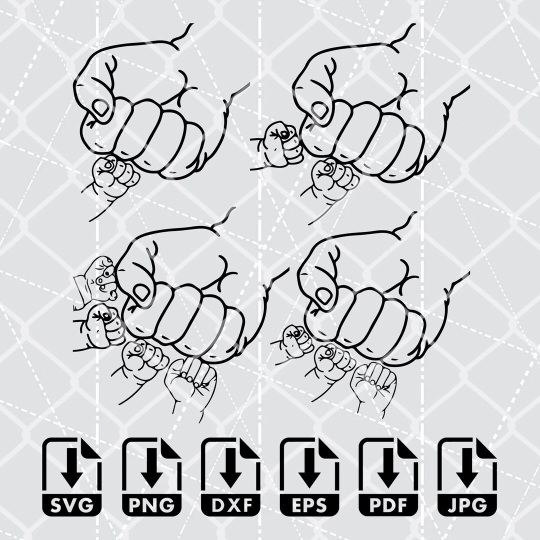 Family Fist Bump Happy Father's Day Png Eps Dxf Pdf Digital Cut File ...