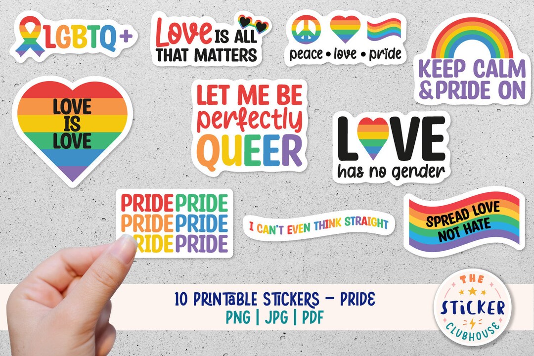 Pride Stickers Bundle LGBTQ Stickers Png Jpg Pdf Digital Cut File ...