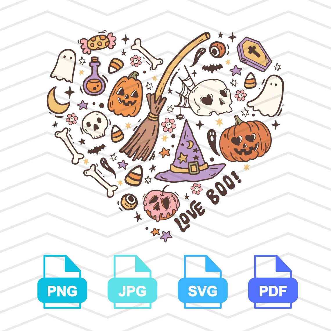 Love Boo Design Digital Download Halloween Design SVG PNG PDF Digital ...