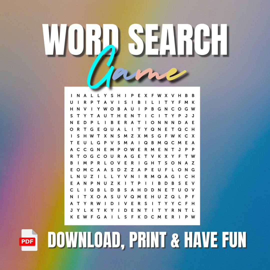 Pride Month Word Search Game Word Search Game PDF PDF Games to Print ...