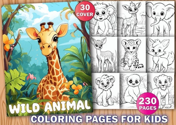 230 Wild Animal Coloring Pages for Kids - Etsy