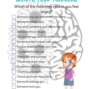 Anger Triggers Worksheet - Etsy
