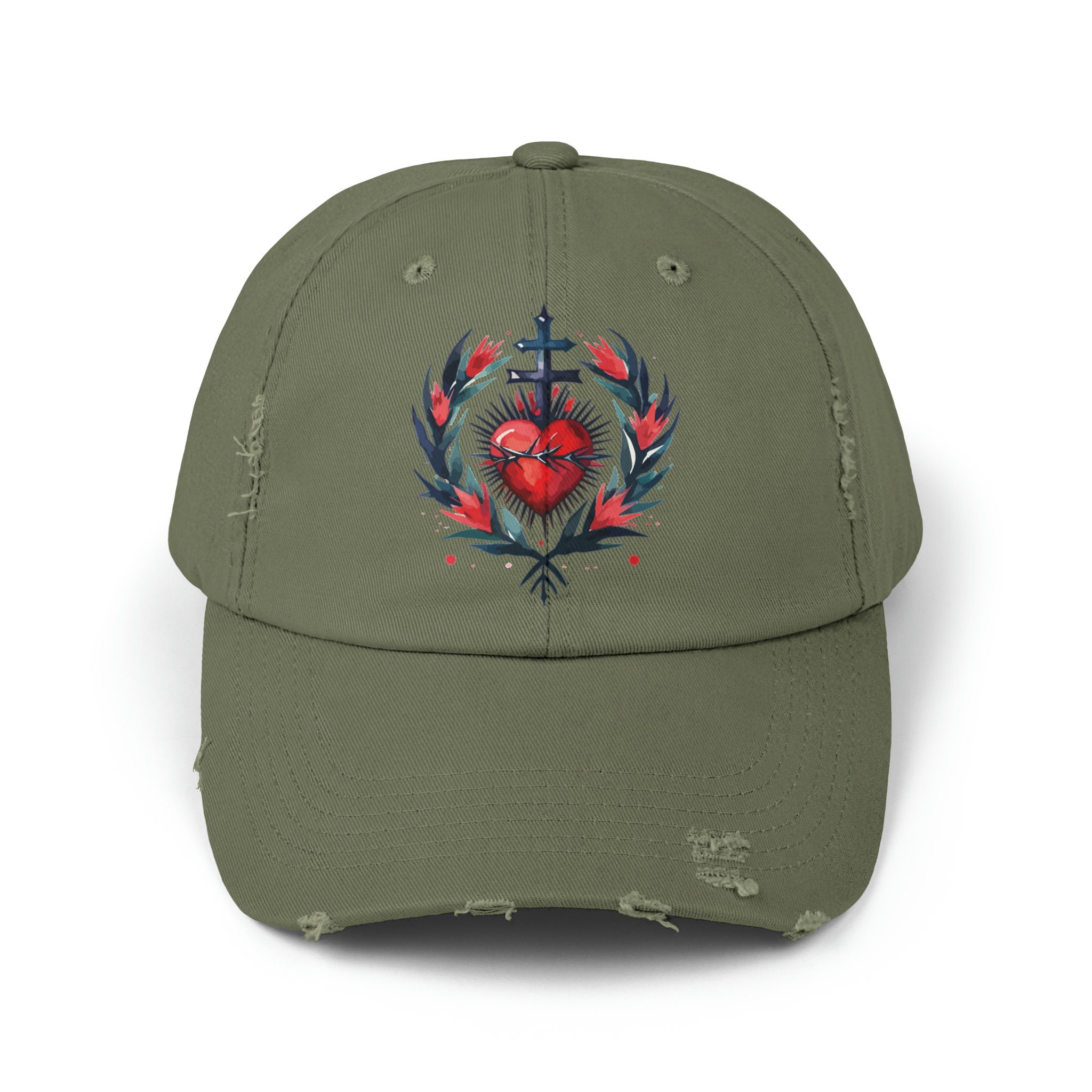 Sacred Heart of Jesus Hat Catholic Devotion Art Hat Unisex Distressed ...