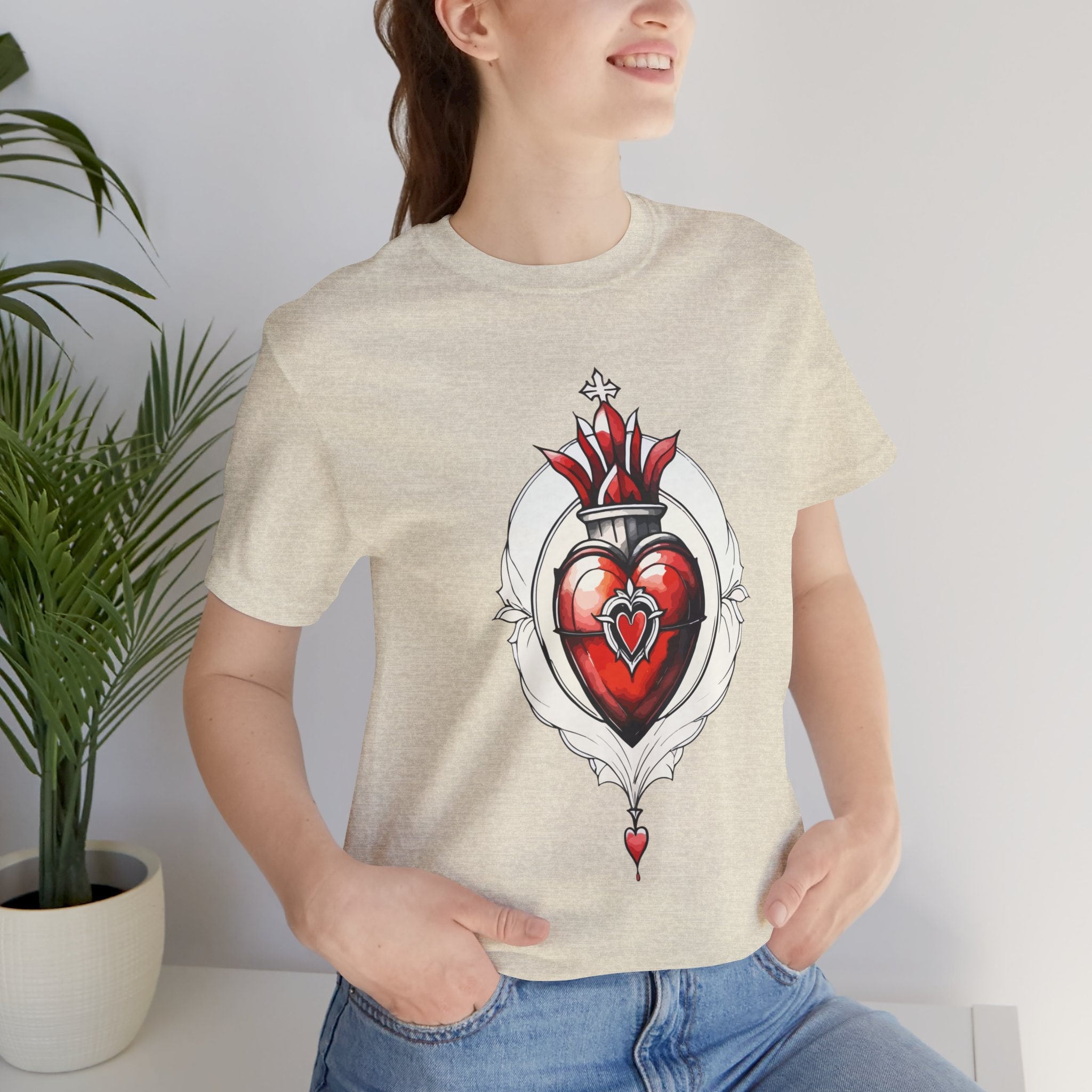 Sacred Heart of Jesus T-shirt Catholic Art Heart Bleeding Heart Holy ...