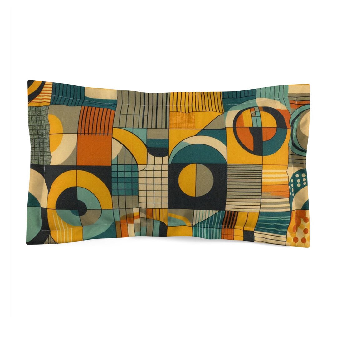Mid-century Modern Swirl Pillowcase Vibrant Teal & Orange Abstract ...