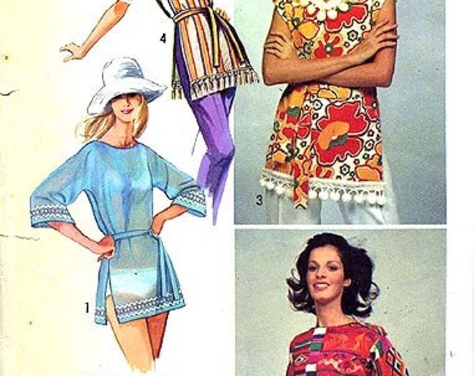 Vintage 1970s Sewing Pattern-simplicity 9368-TUNIC BEACH COVER Up-plus ...