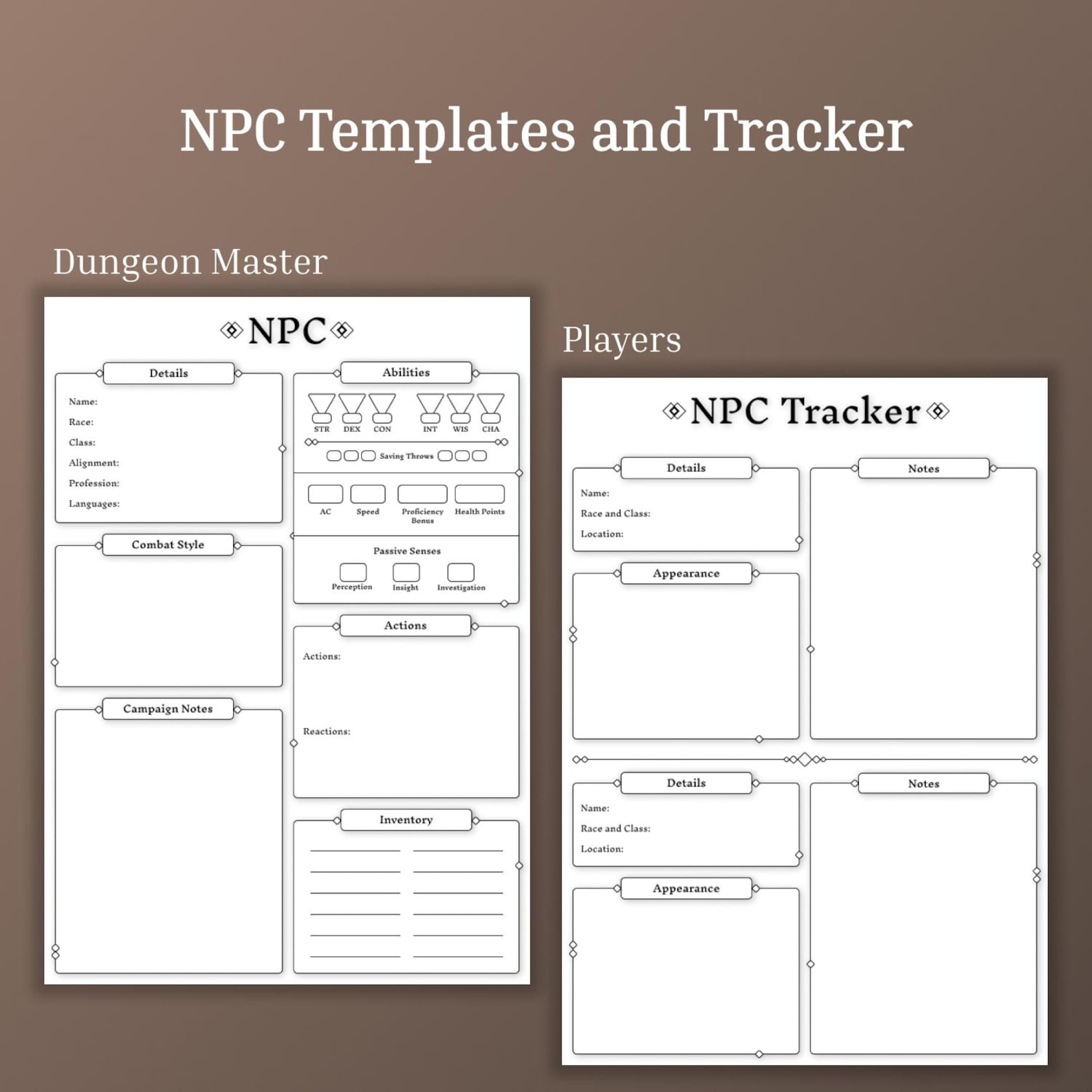Dnd Planner, Dnd Printable, Dnd Tracker, DM Planner, DM Notebook, D and ...