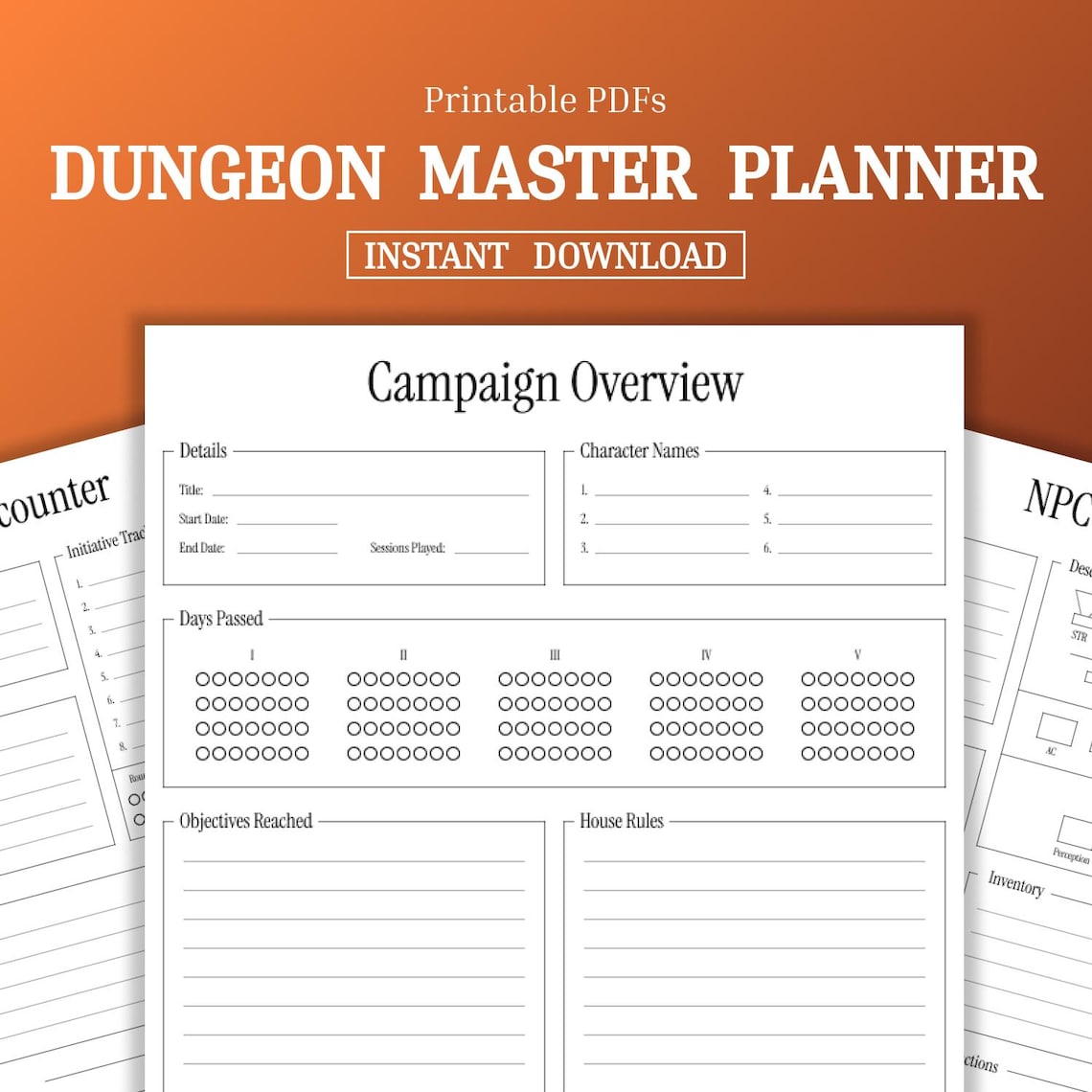 Dnd Campaign Planner, DM Notebook, 10 Unique Pages (digital PDF) - Etsy