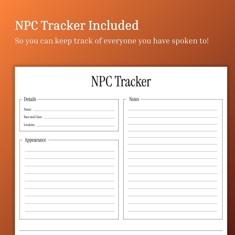 Dnd Player Planner Bundle, Quest, NPC, Campaign Trackers (digital PDF ...