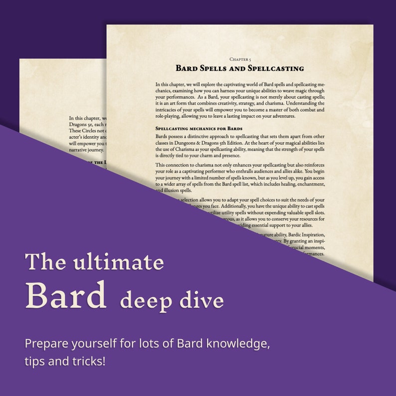 D&D 5e Bard Guide, Dungeons and Dragons Toolkit (digital Download) - Etsy