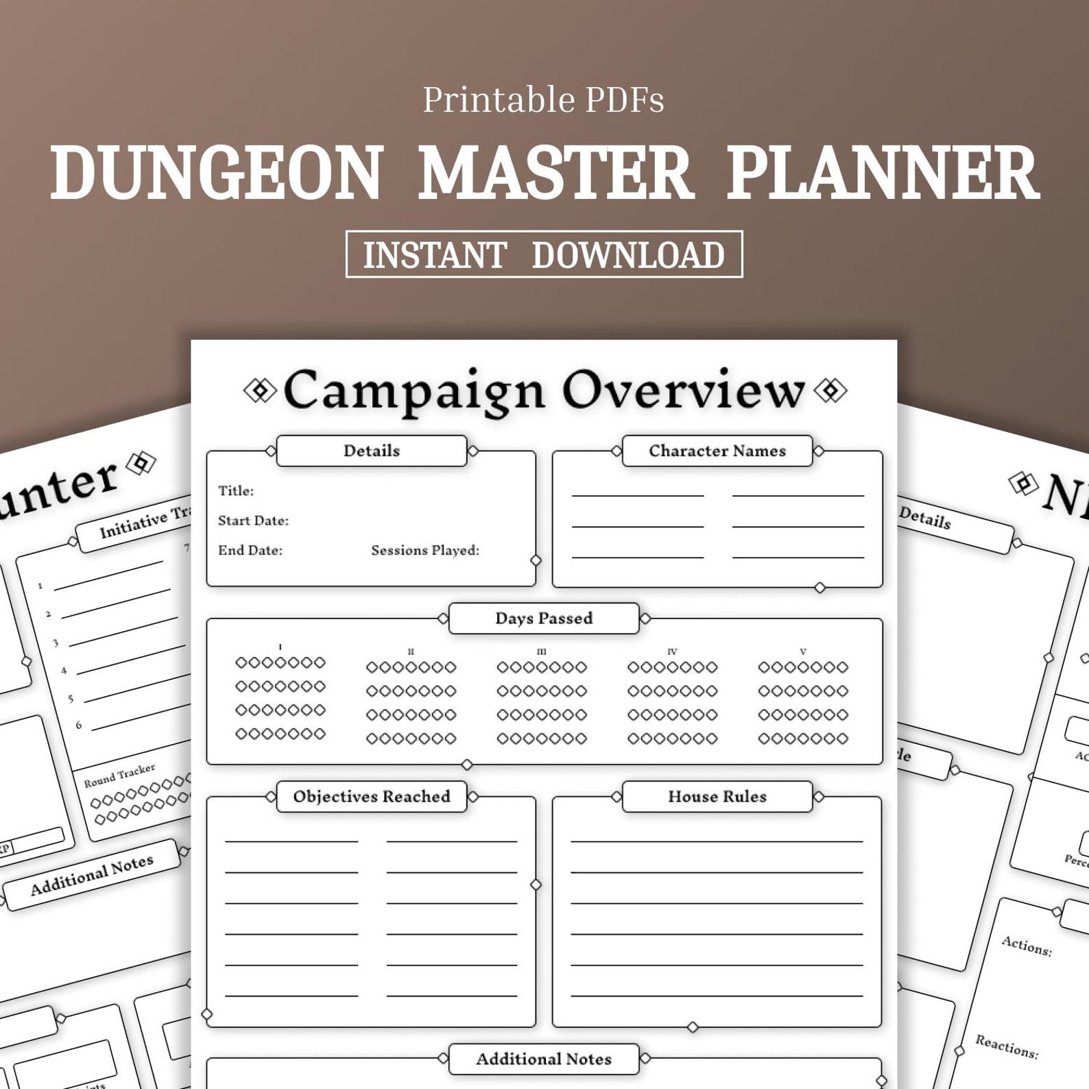 Dnd Planner, Dnd Printable, Dnd Tracker, DM Planner, DM Notebook, D and ...