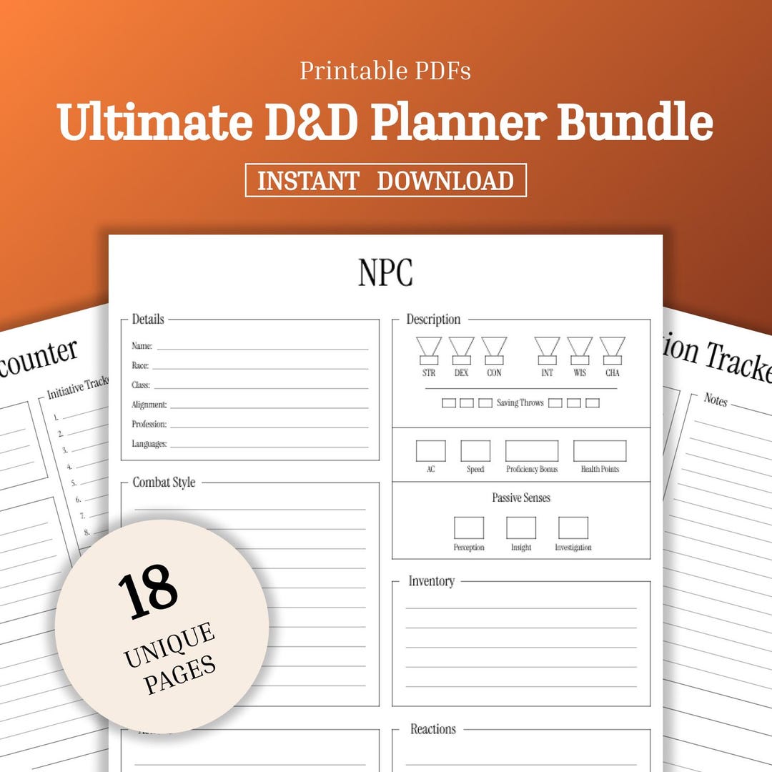 Dnd Planner, Dnd Printable, Dnd Tracker, DM Planner, DM Notebook, D and D Sheet, Dungeons and ...