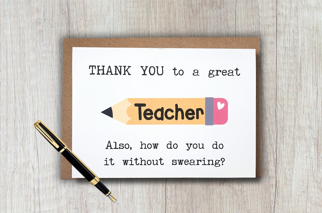 Funny Thank You to a Teacher Card Thank You to a Great Teacher. Also ...