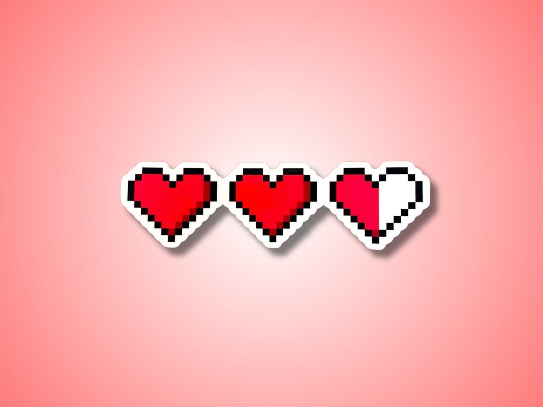 8-bit Pixel Hearts 3 Laminated Vinyl Sticker - Etsy