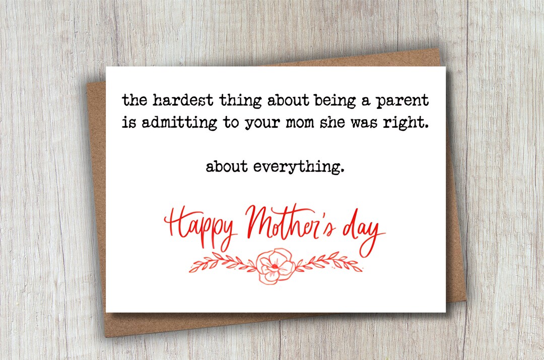 Cute and Sweet Mother's Day Card | Hardest Thing About Being a Parent ...