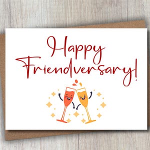 Cute Friendship Anniversary Card Happy Friendversary Blank Greeting ...