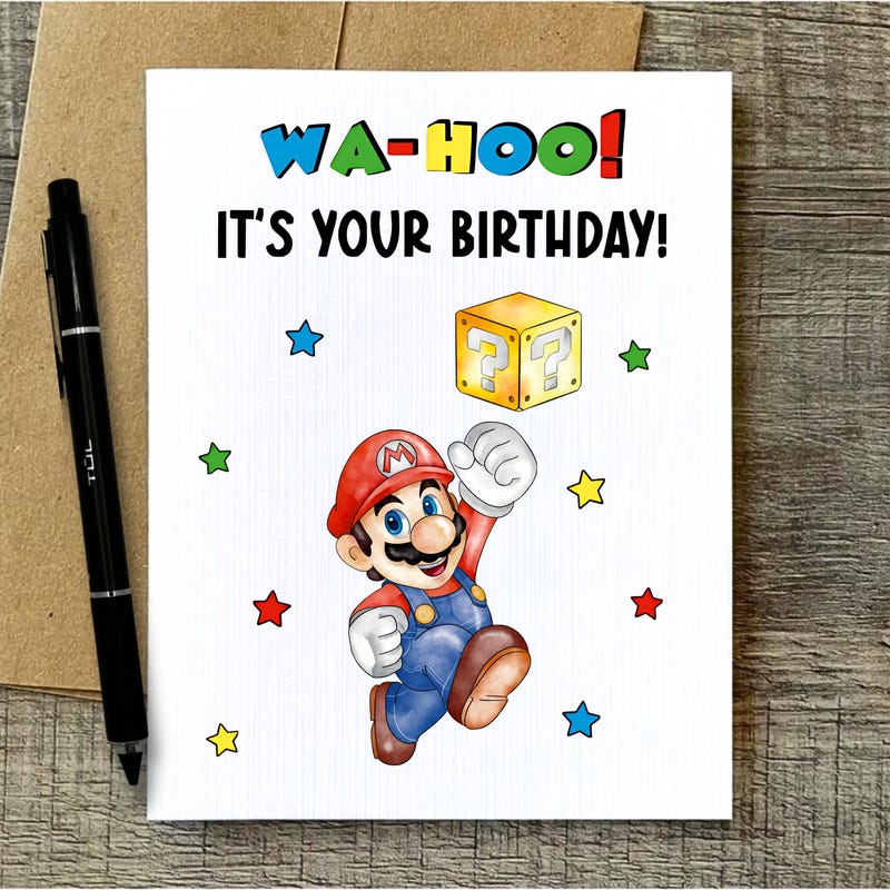 Nintendo Birthday Card - Etsy