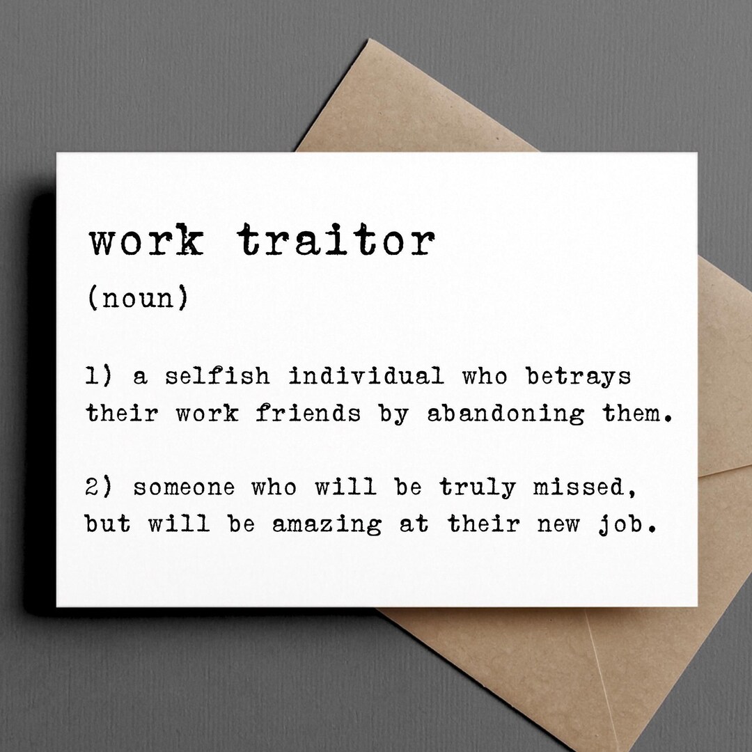 Funny Coworker Leaving for a New Job Card | Work Traitor Definition - Etsy
