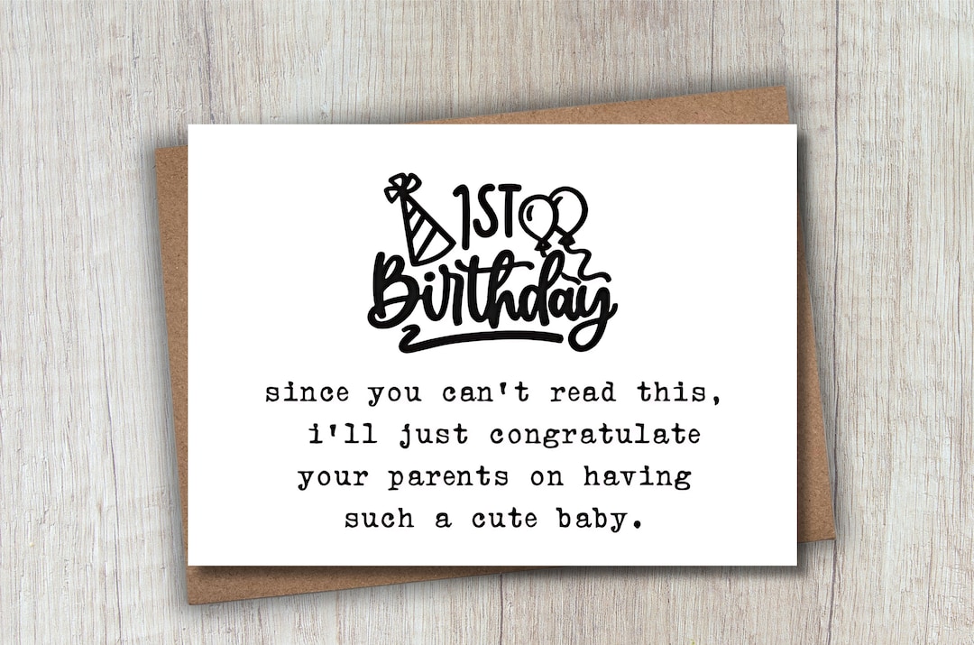 Cute and Funny 1st Birthday Card Happy 1st Birthday Congratulations on ...