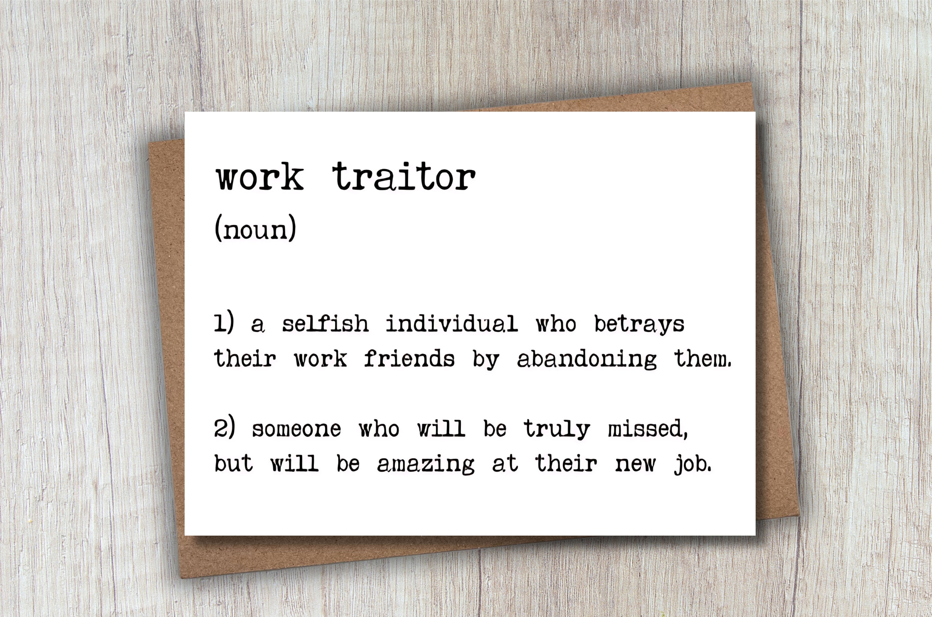 Funny Coworker Leaving for a New Job Card Work Traitor Definition Blank ...