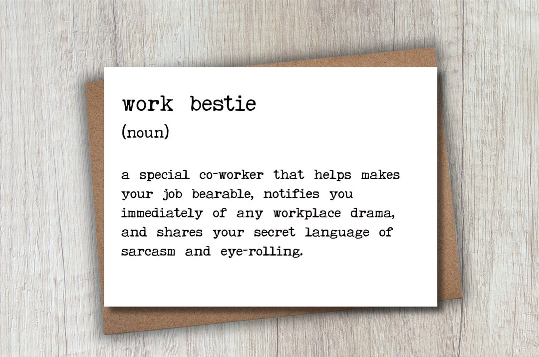 Funny Coworker Anytime Card Work Bestie Definition Blank Greeting Card ...