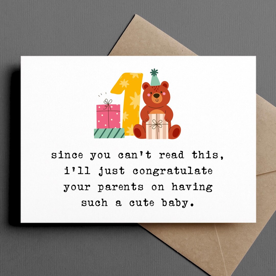 Cute and Funny 1st Birthday Card | Happy 1st Birthday - Congratulations ...