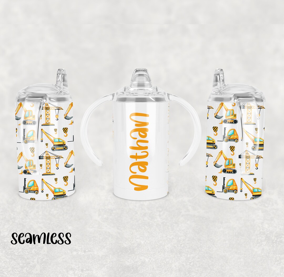 Backhoe Sippy Cup Sublimation Wrap - 12 Oz Straight Sippy Cup Tumbler ...
