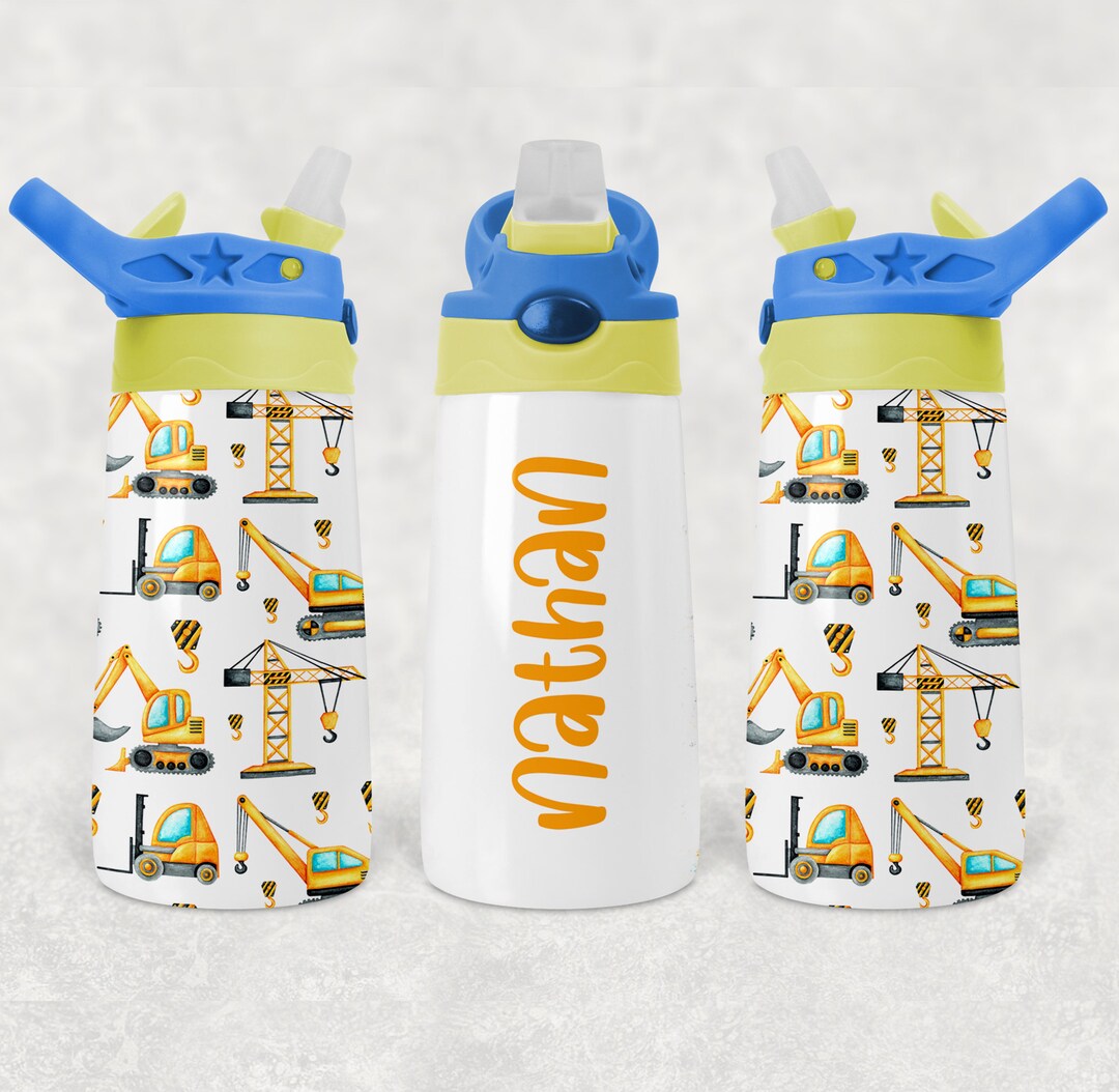 Backhoe 12oz Kids Flip Top Sippy Cup Tumbler Wrap, Childrens Straight ...