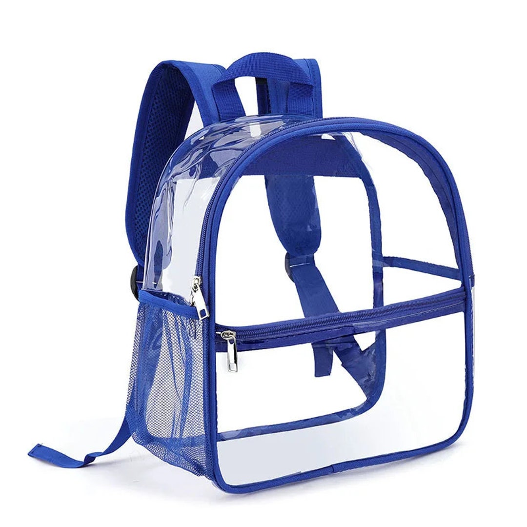Clear Plastic Backpack. Stadium Approved Blue and Black Colors ...