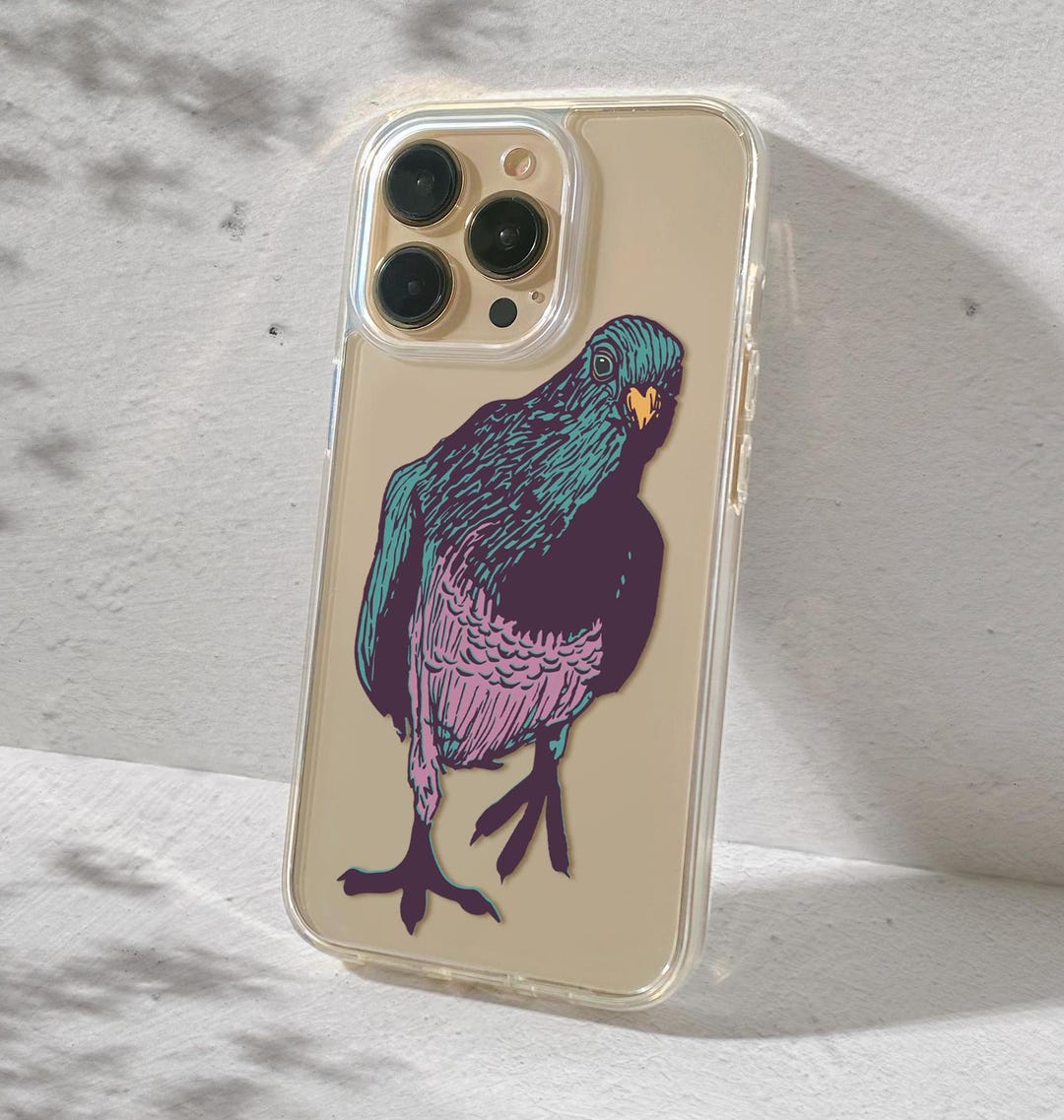 Teal and Purple Pigeon Clear Phone Case – Fun Animal Art for Bird ...