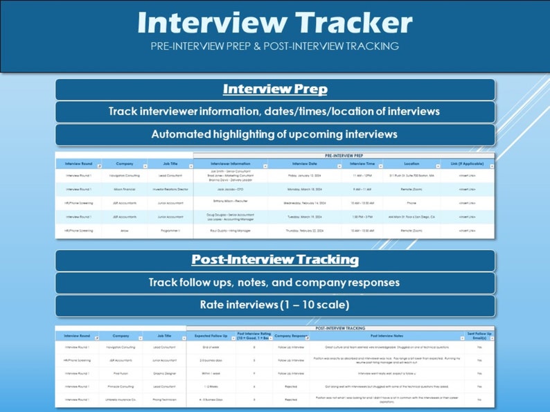 Job Search Tracker for Applications Interviews and Offers Job ...