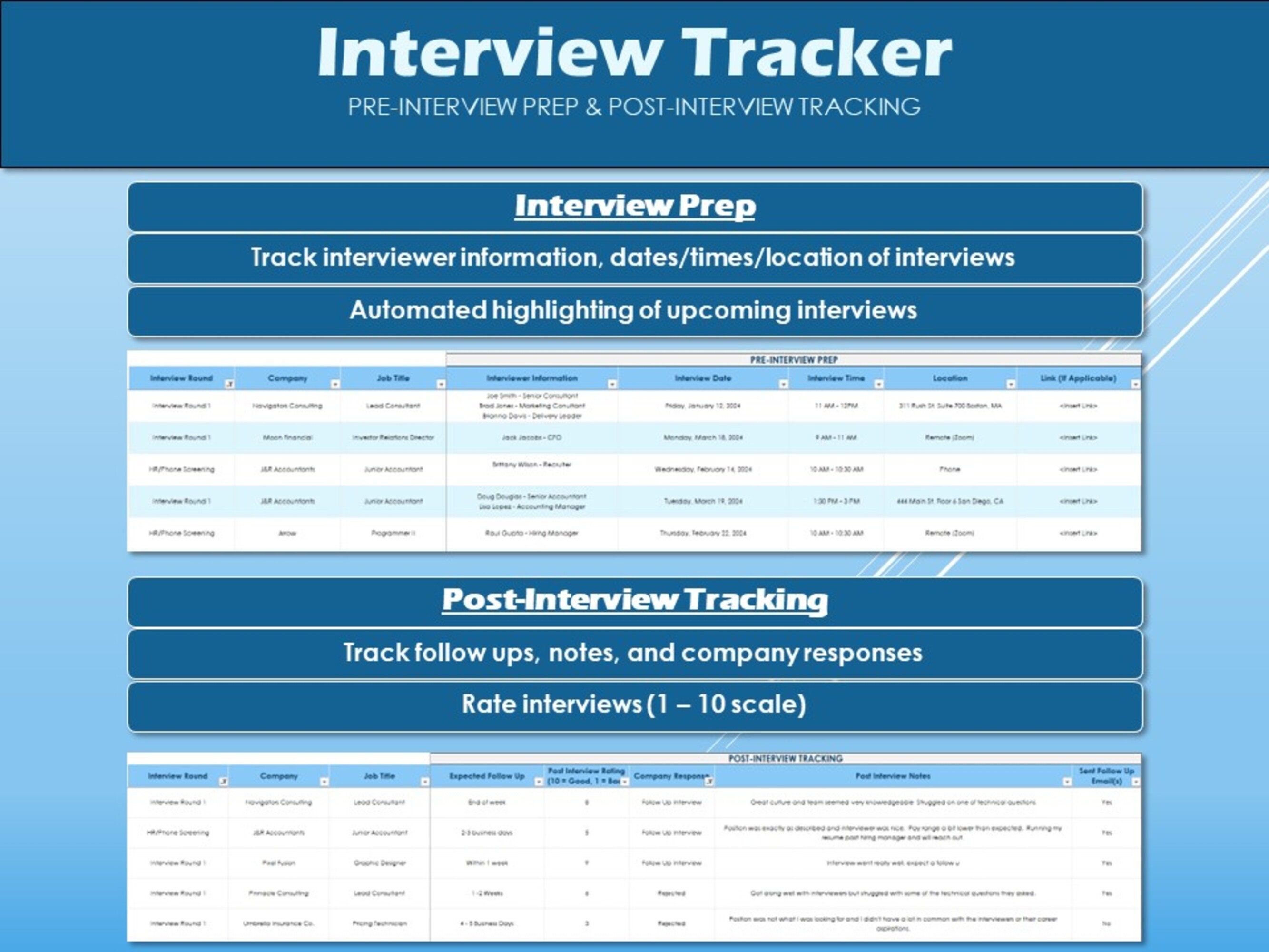 Job Search Tracker for Applications Interviews and Offers Job ...