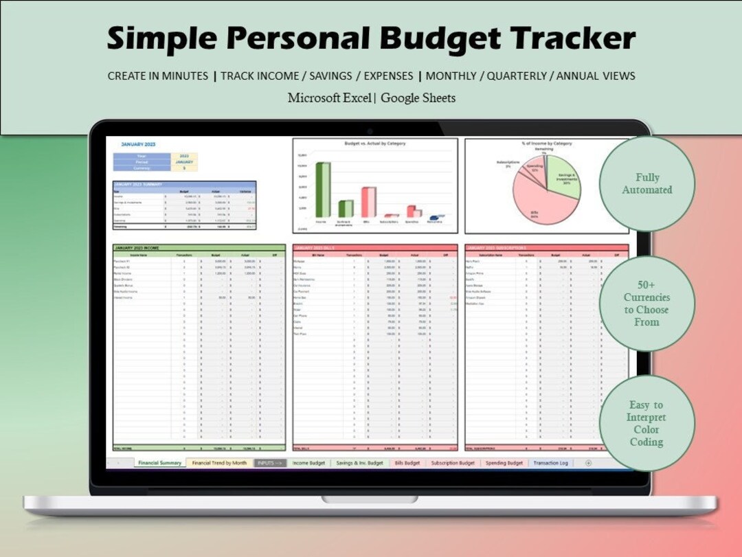 Simple Personal Budget Tracker for Beginners - Etsy