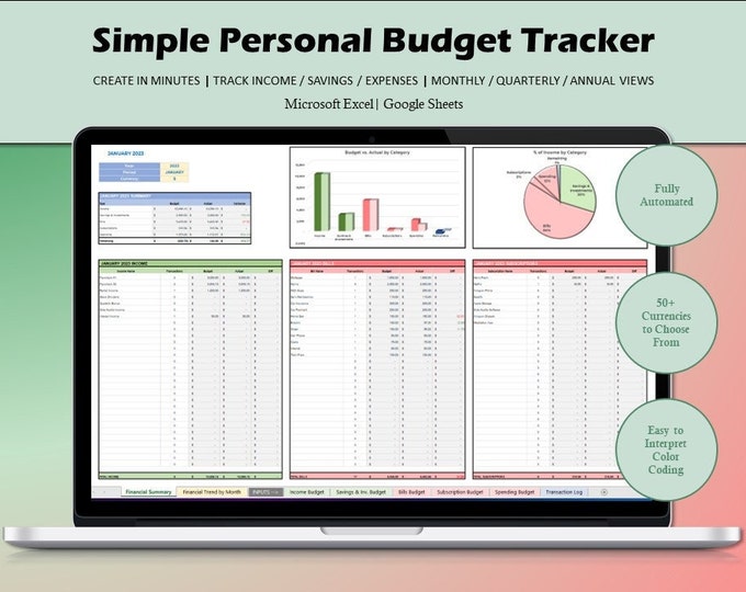 Simple Personal Budget Tracker for Beginners - Etsy