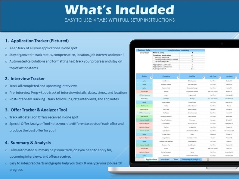 Job Search Tracker for Applications Interviews and Offers Job ...