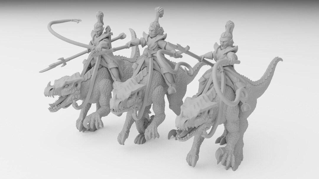 Dark Elf Rex Riders - Ilhadiel Miniatures - Etsy