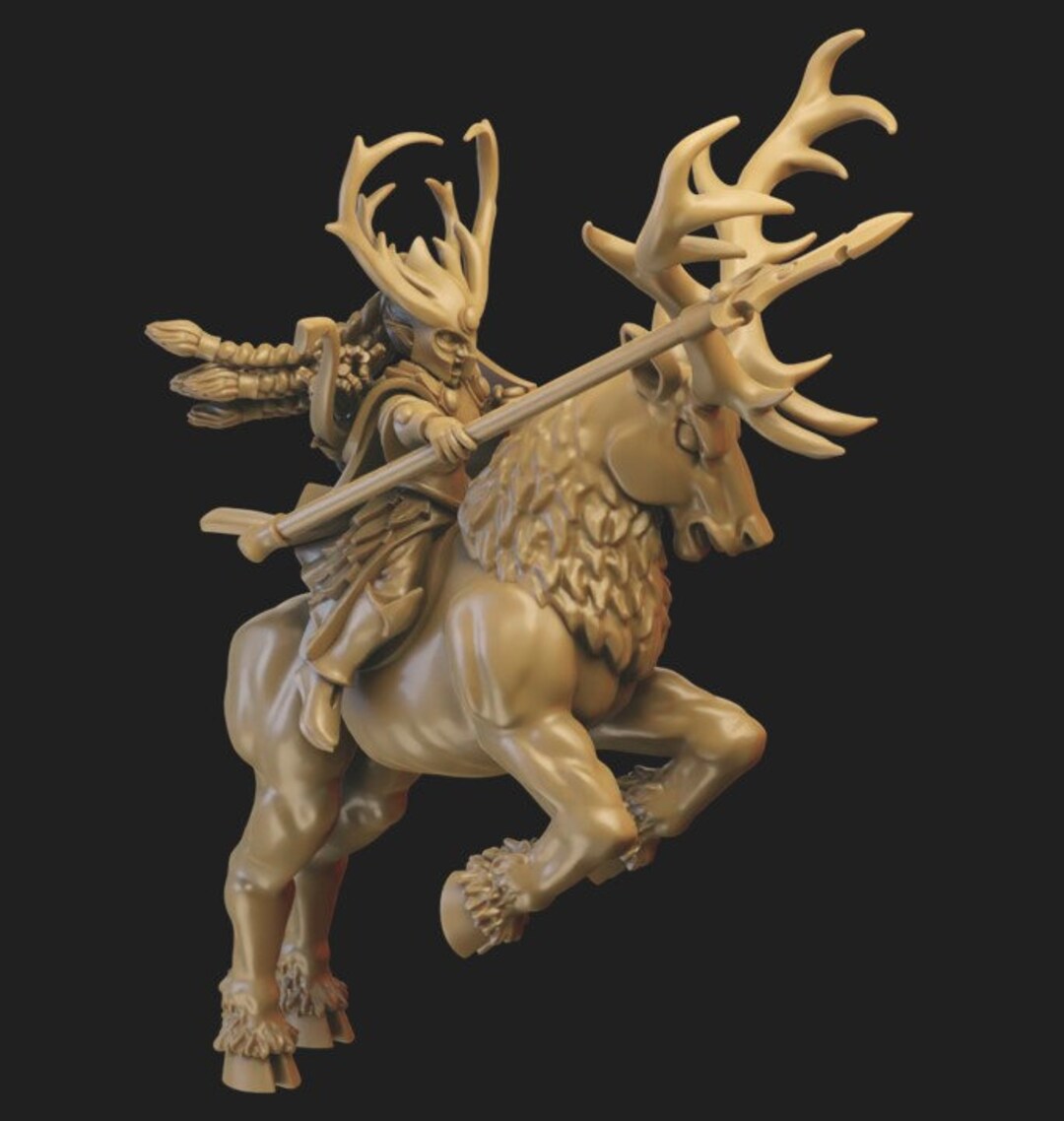 Wood Elf Noble on Great Stag - Ilhadiel Miniatures - Etsy