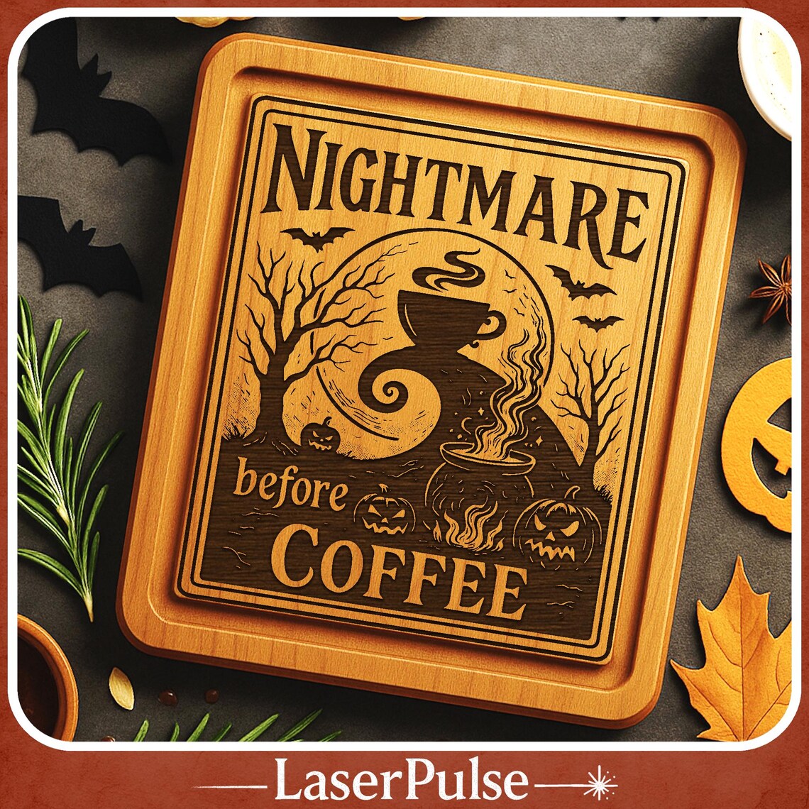 Nightmare Before Coffee Engraving SVG PNG, Funny Horror Coffee Design ...