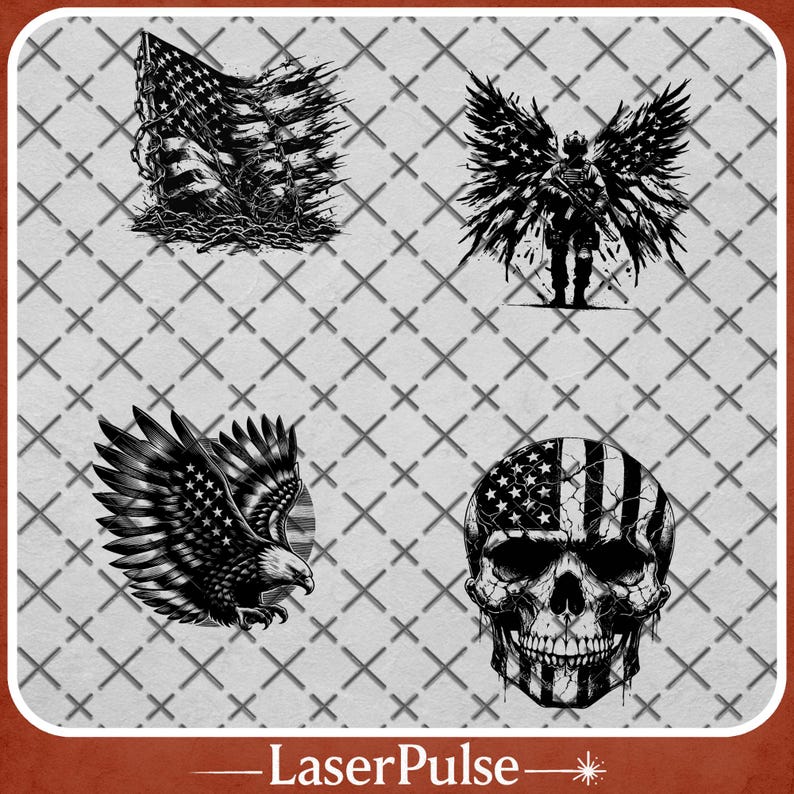 USA Patriotic Engraving SVG PNG Bundle, 4 Stars and Stripes Designs for ...