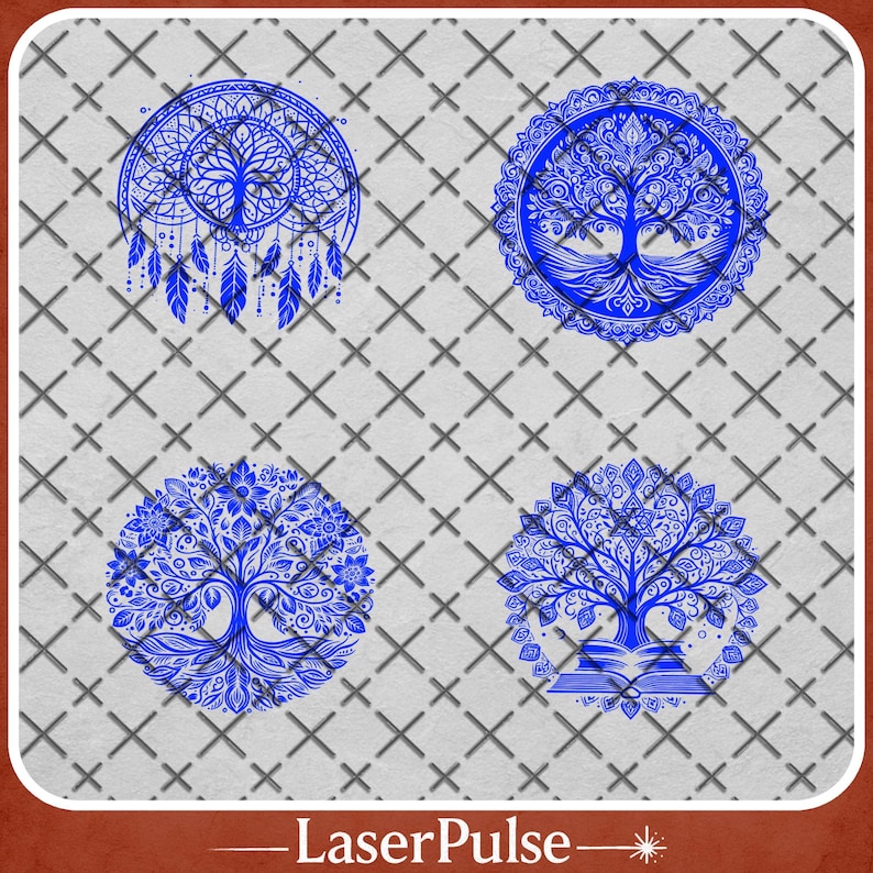 Tree of Life Engraving SVG PNG Bundle, 4 Boho Elegant Ornate Designs ...