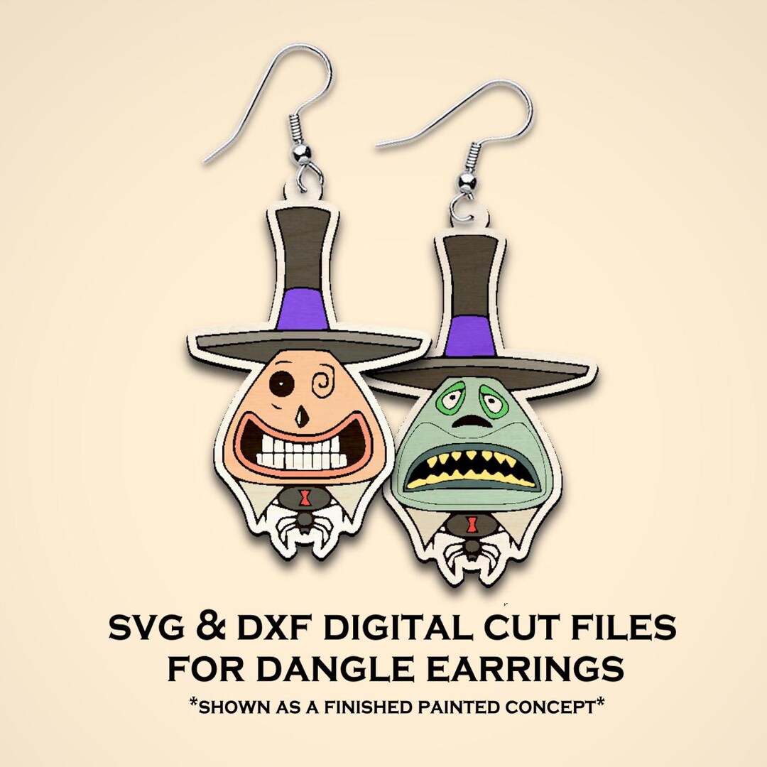 Nightmare Christmas Mayor Earrings SVG Dual Face Design Sad Happy Face ...