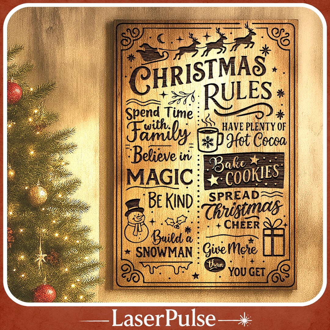 Christmas Rules SVG PNG File – Festive Holiday Board Engraving Design ...