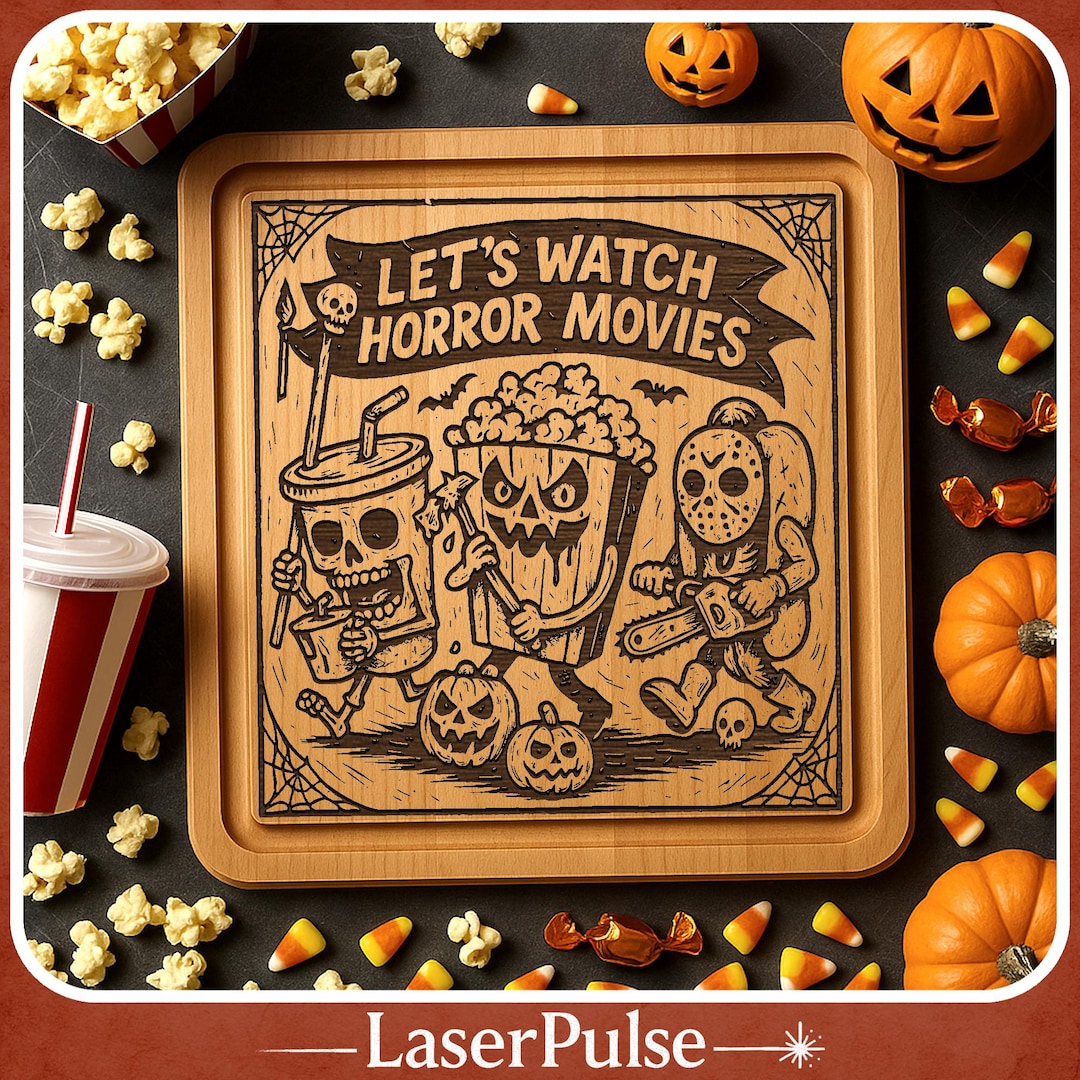 Let’s Watch Horror Movies Engraving SVG PNG, Halloween Charcuterie ...