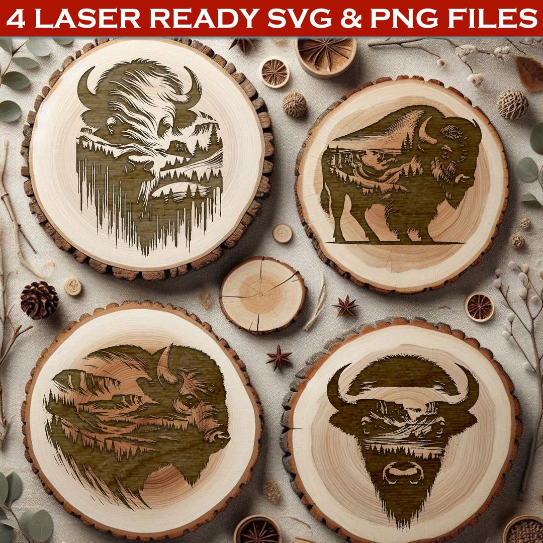 Buffalo SVG and PNG Bundle | Western Wildlife Designs for Laser ...