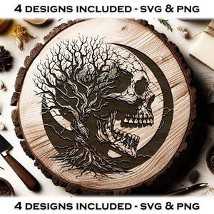 Skull Tree Engraving File SVG PNG | Macabre Laser Cut Vector Bundle ...