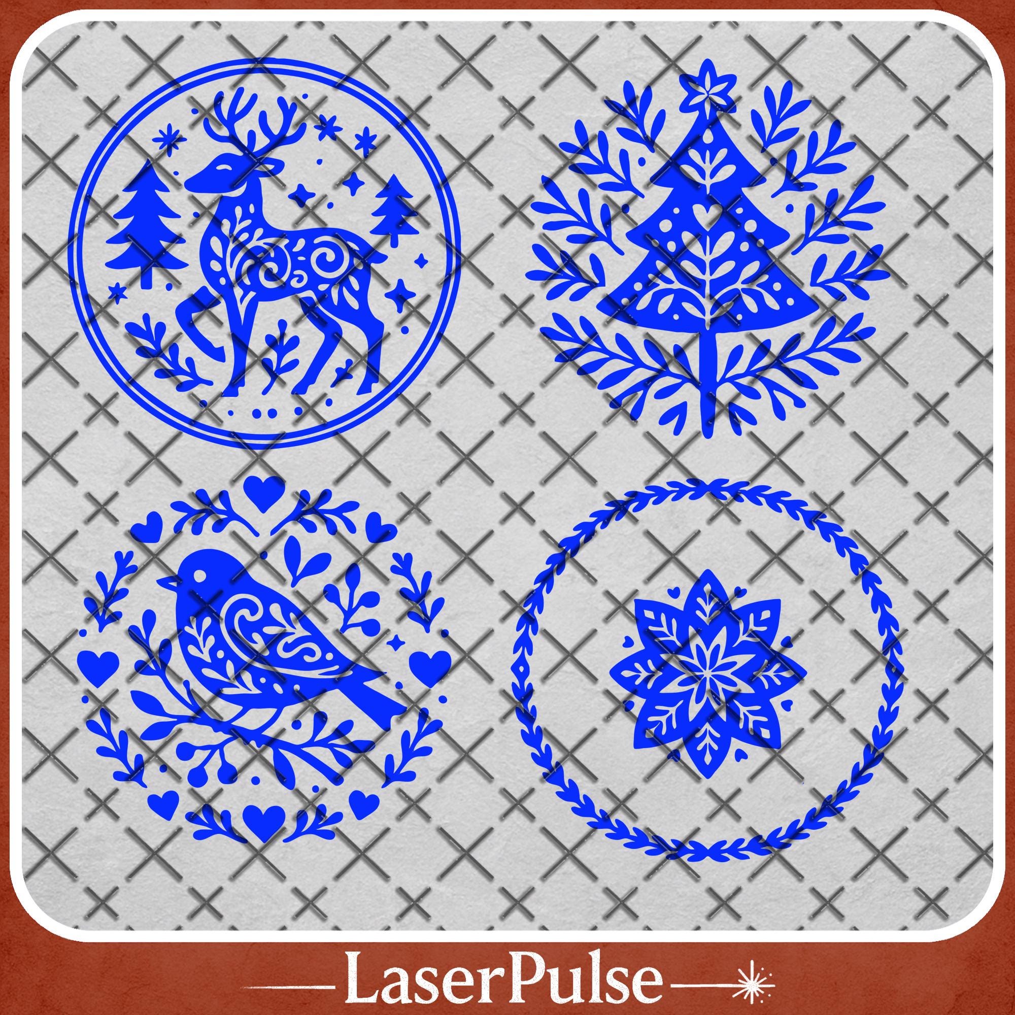 Scandinavian Christmas Coaster Set SVG Bundle – 4 Folk Art Engraving ...