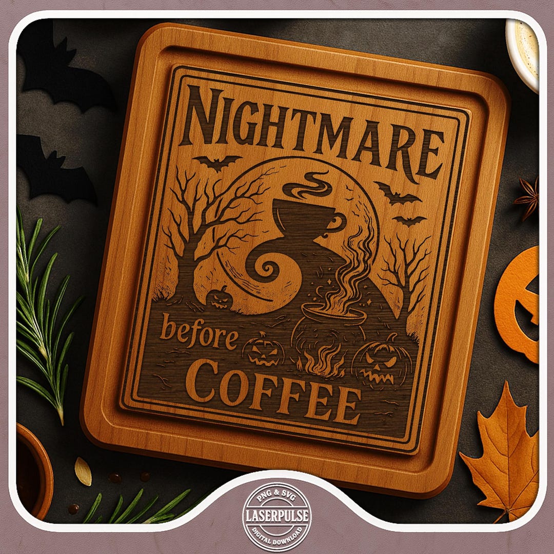 Nightmare Before Coffee SVG PNG, Laser Engraving File for Charcuterie ...