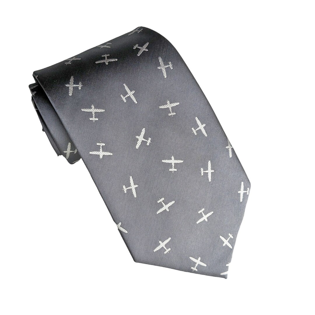 Grey Biplane Airplane Necktie - Airplane Tie -flight School Gift ...